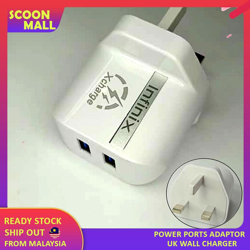 🔥 READY STOCK 🔥3 Pin Plug Wall Charger Power Ports Adaptor UK Mains ...