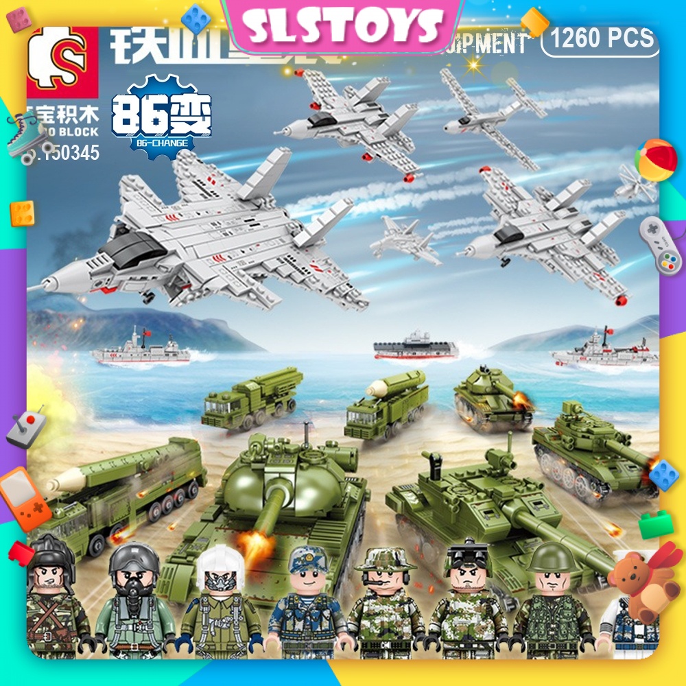 Sembo Block 105345 Transformed Military Army Aircraft Tank Building ...