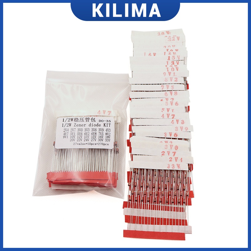 270Pcs 1/2W 0.5W Zener Diode Set 27Values Assorted kit Assortment Set 2V4 to 33V | Shopee Malaysia