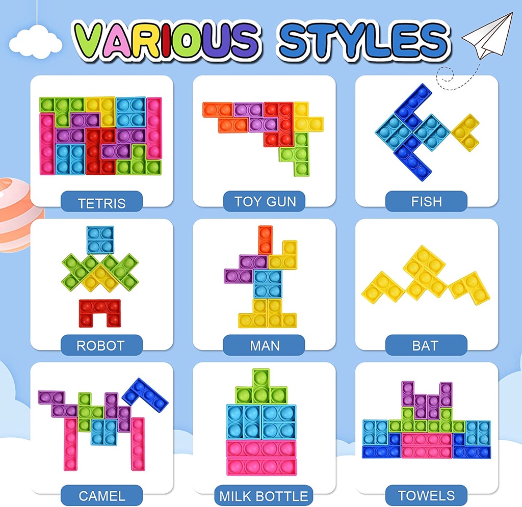 Tetris Jigsaw Puzzle Fidget Toys Pop It Bubble Sensory Needs Stress ...