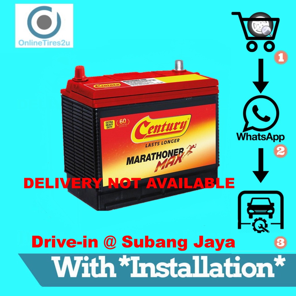 Century Car Battery - 55D23L (75D23L) (With Installation) | Shopee Malaysia