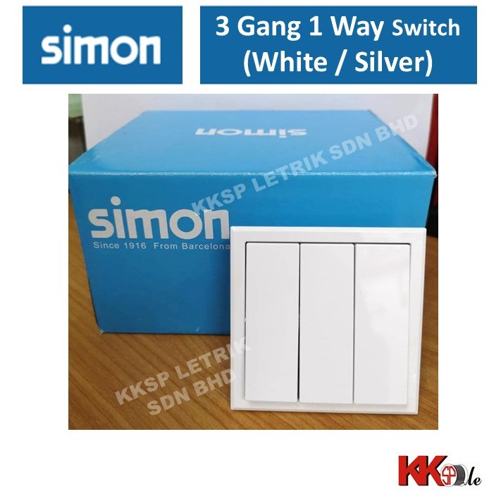 (SIRIM) Simon E3 Series 10A 3 Gang 1 Way Switch - White | Shopee Malaysia