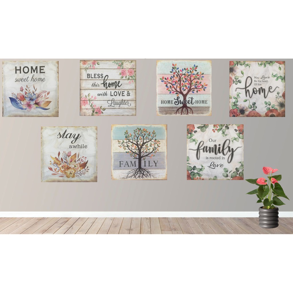 [1PCS] Wooden Home Sweet Home Wall Deco Vintage Wall Signage Square ...