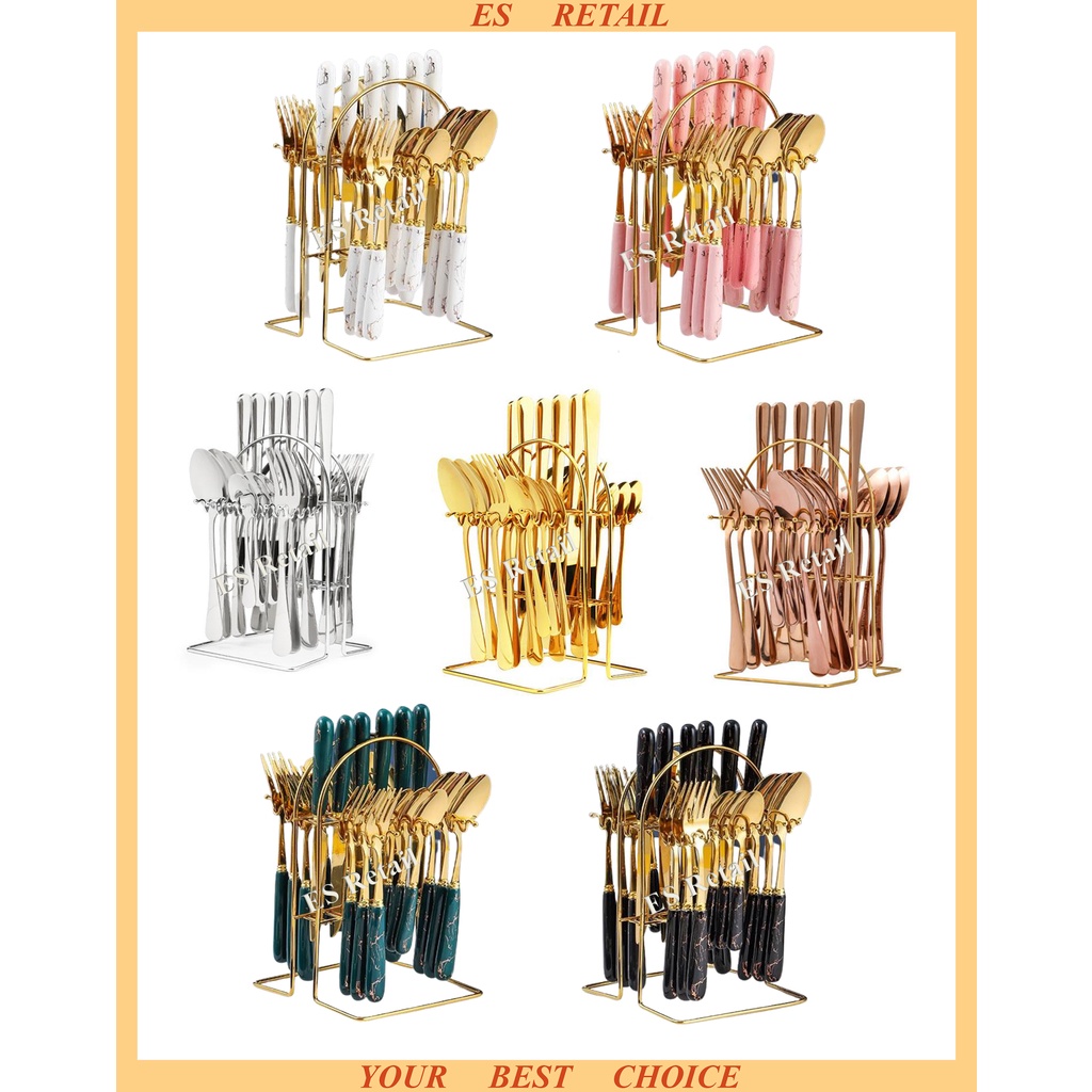 24 cutlery set 24 pcs stainless steel cutlery Spoon & fork Cutlery set ...
