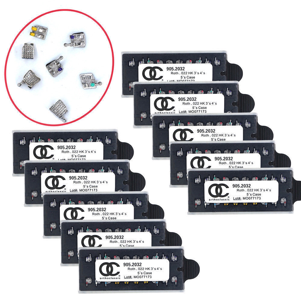 10packs OC Orthodontic Dental Metal Brackets Braces Mini Roth 022 Hooks ...