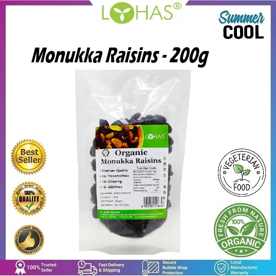 (Lohas) Organic Monukka Raisins 有机麦奴卡葡萄干 - 200g | Shopee Malaysia