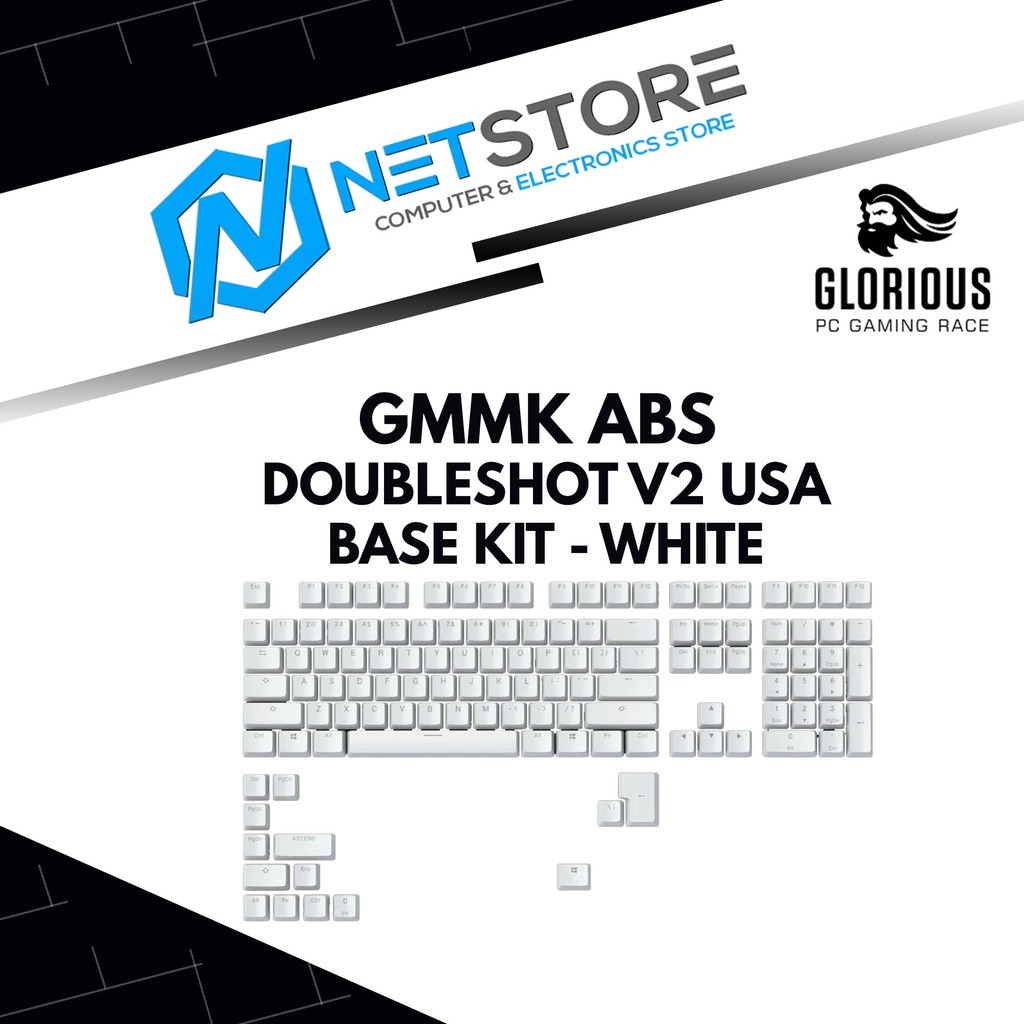 GLORIOUS GMMK ABS DOUBLESHOT V2 USA BASE KIT - WHITE - GLO-KC-ABS-USKIT-W | Shopee Malaysia
