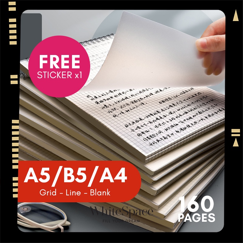 WHITESPACE 160pgs A5 B5 A4 Transparent Flip Up Sketchbook Notebook ...