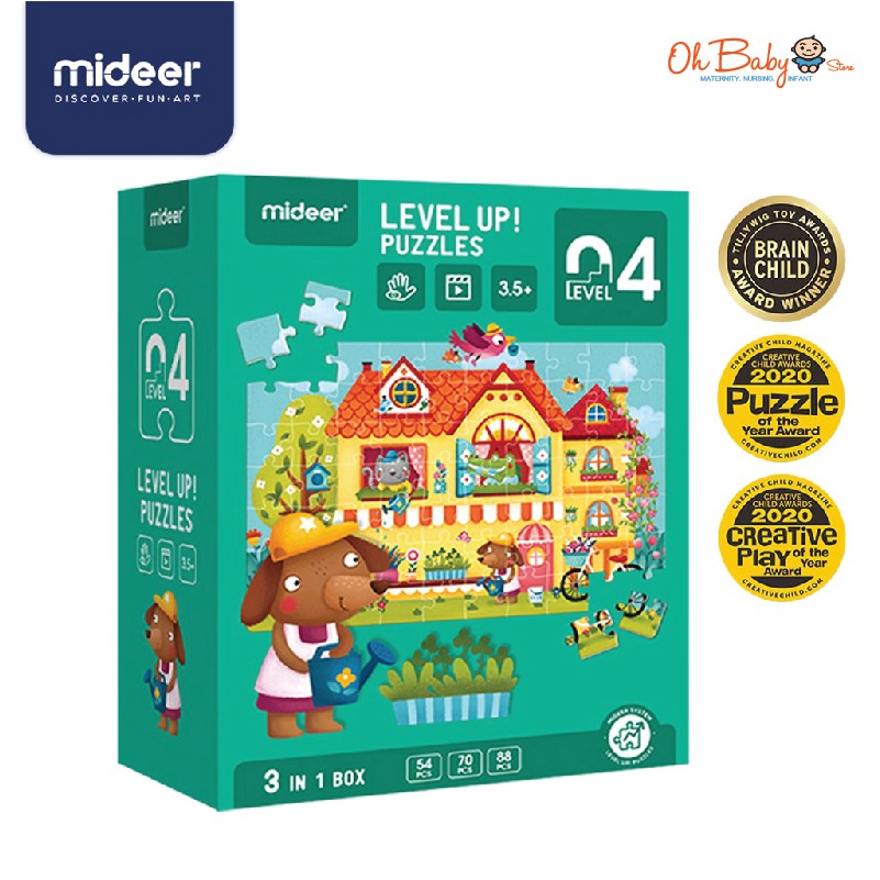 Mideer Evolution Advanced Puzzle Level 4 Fairy Tale Town / Transportation 3 in 1 Box 3.5 years+ ...