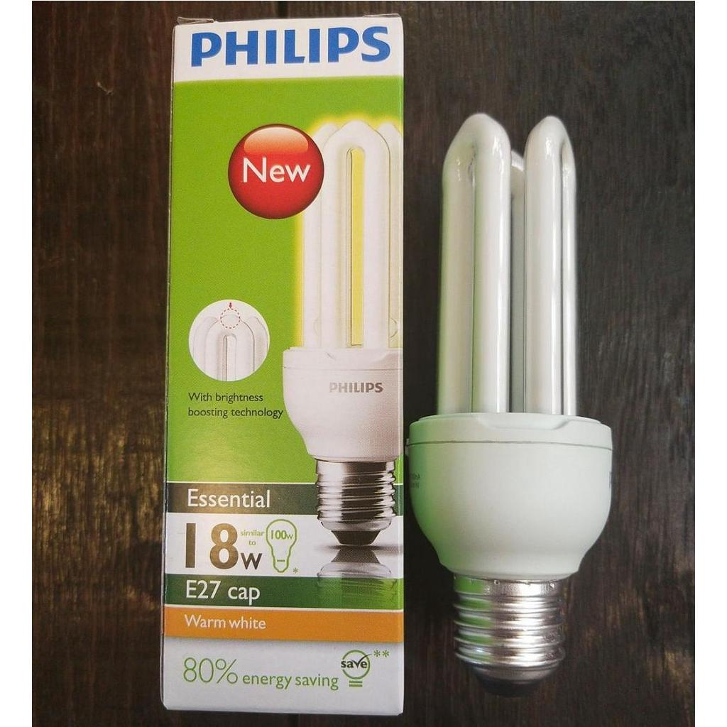 Philips 18W Essential Energy Saving 3U PLCE e27 (Warm White & Cool Daylight) - Light Bulb/Mentol ...