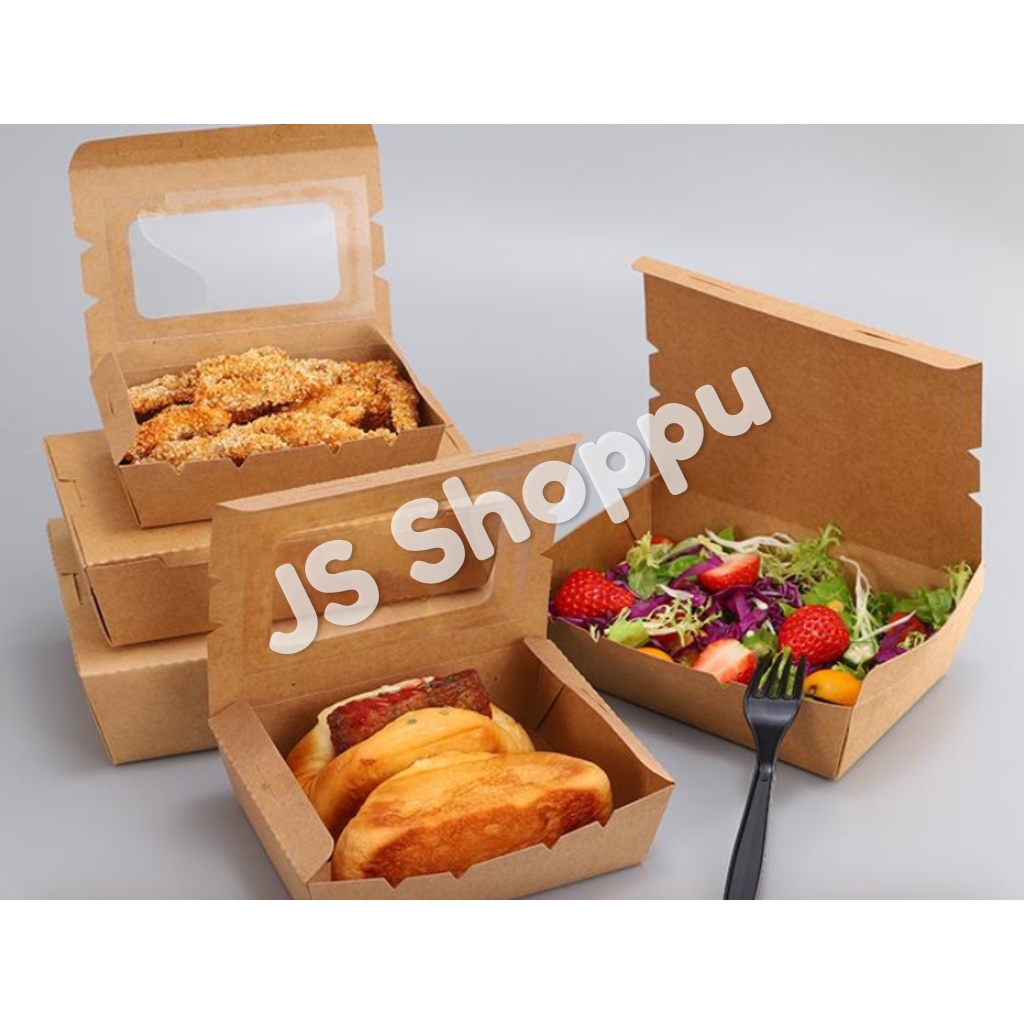 Paper Lunch Box with Window / Clear Lid / Brown / Disposable Paper ...