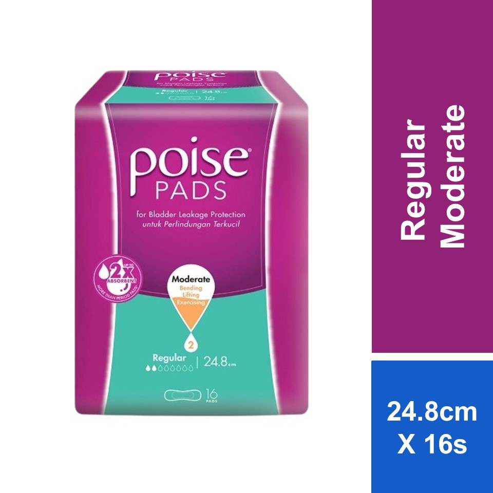 Poise Pads Regular Non Wing Incontinence/Adult Diapers 24.8cm/16 Pcs ...