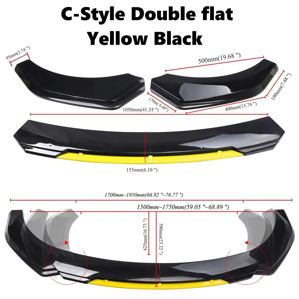 Car LIPS Double Layer Universal FRONT BUMPER DIFFUSER LIP (Fit All Car ...