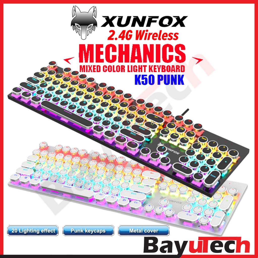 XUNFOX K50 Punk Gaming Mechanical Keyboard USB Luminous Color Wired 104 ...