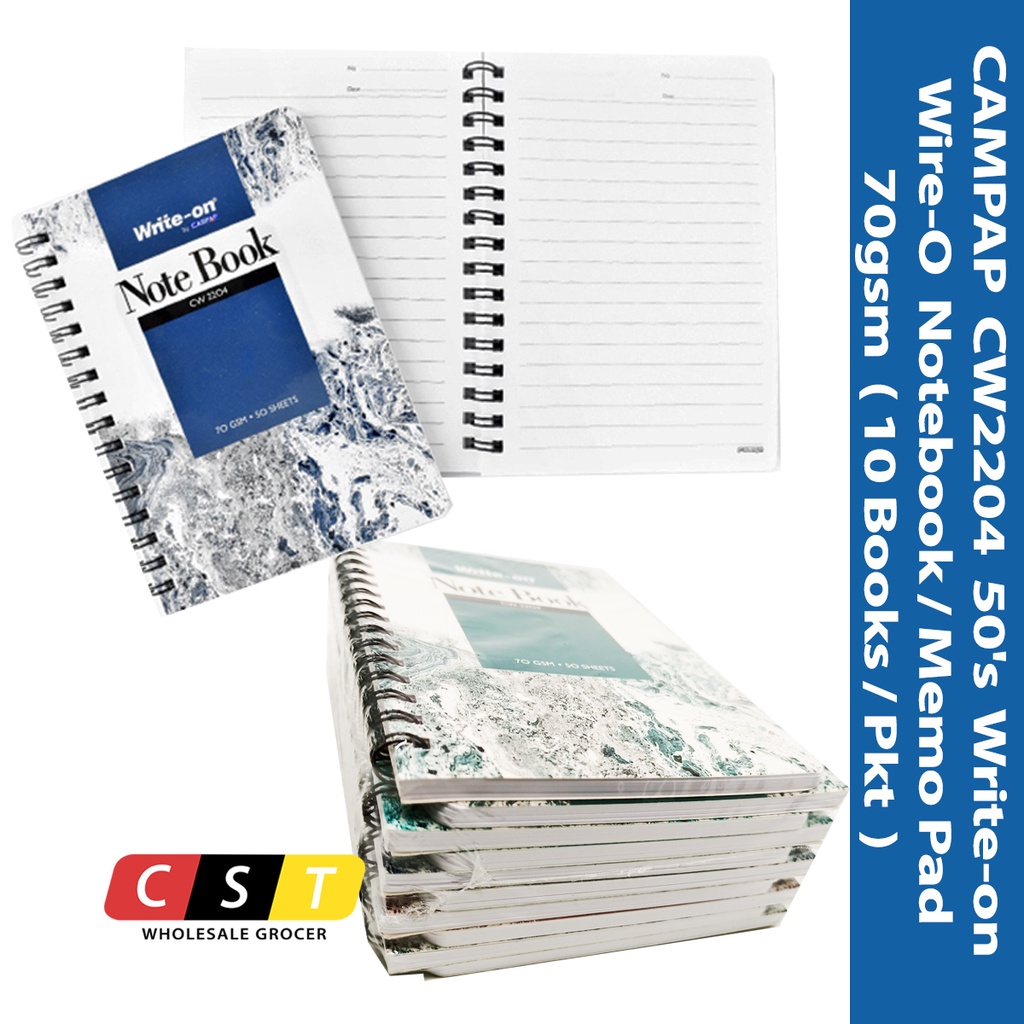 CAMPAP CW2204 Write-On A6 50'S Wire-O Note Book (10 Books) | Shopee ...