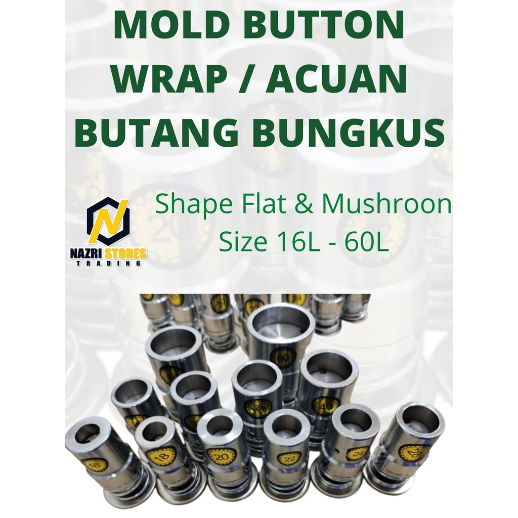 FLAT & MUSHROOM MOULD / FABRIC BUTTON - ACUAN BUTANG BUNGKUS - BUTANG ...