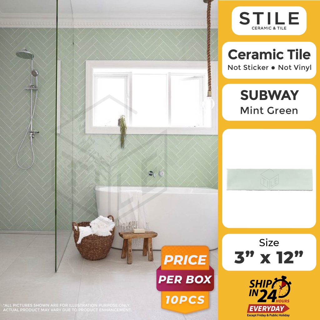 [REAL TILE] SUBWAY MINT GREEN MOSAIC TILES/MOZEK/CERAMIC TILES/MOZEK ...