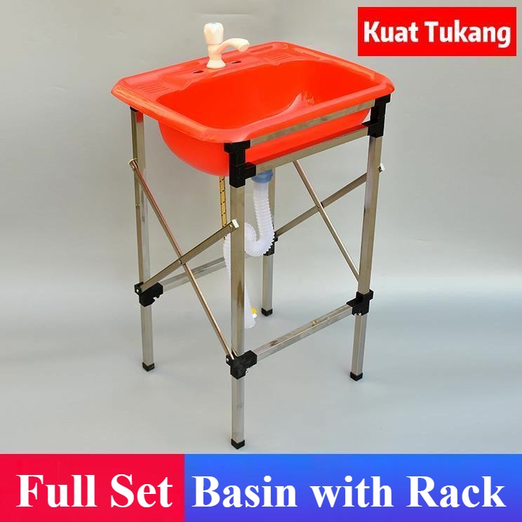 Plastic Basin with Foldable Stand / Sinki Plastik Rack Lipat Sink Rak ...
