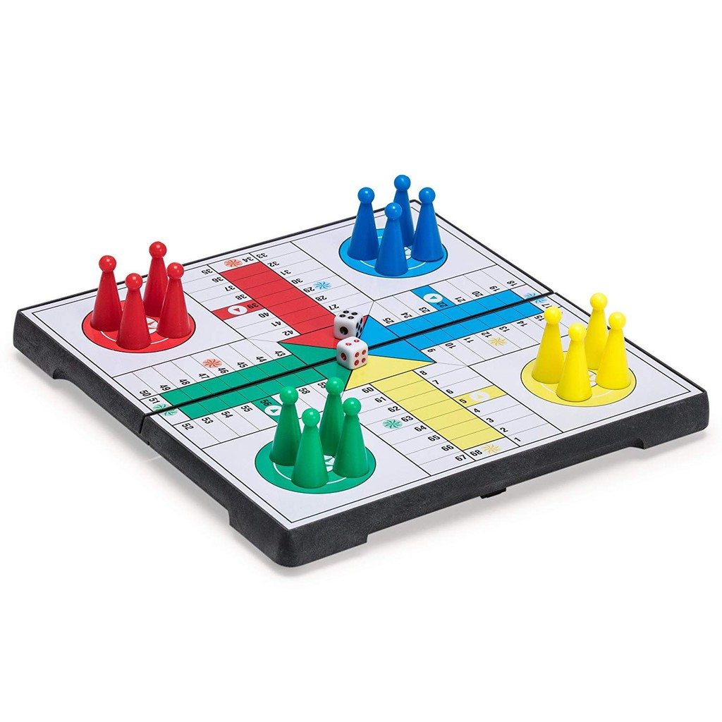 Yellow Mountain Imports Folding Travel Magnetic Ludo Set Classic Board ...
