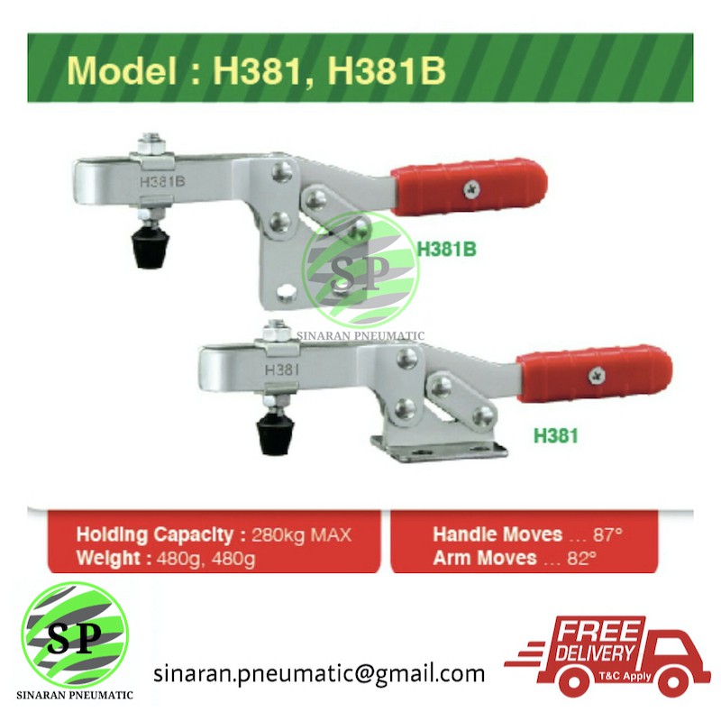 JS Horizontal Handle H381 & H381B Series Toggle Clamp Maximum Holding ...
