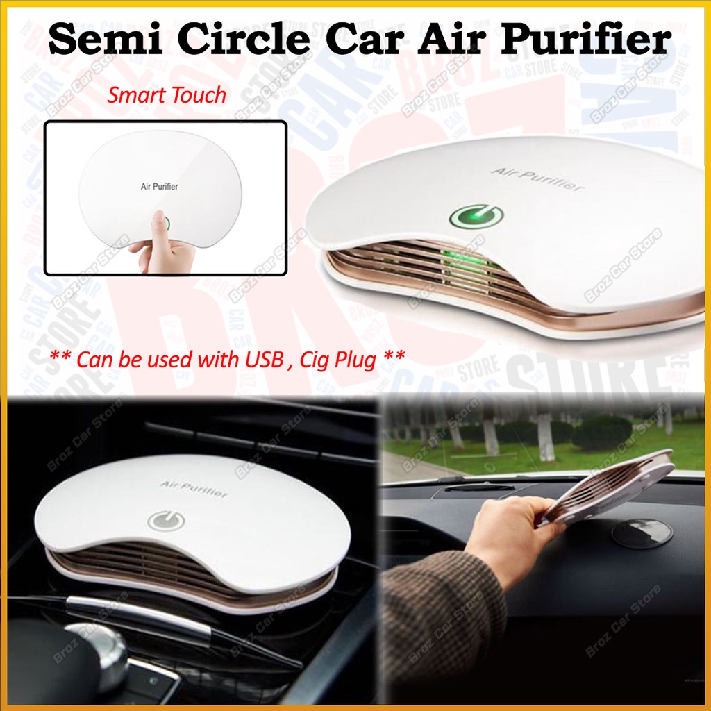 Car Air Purifier USB Semi Circle Smart Home Fresh Oxygen Cleaner Car ...