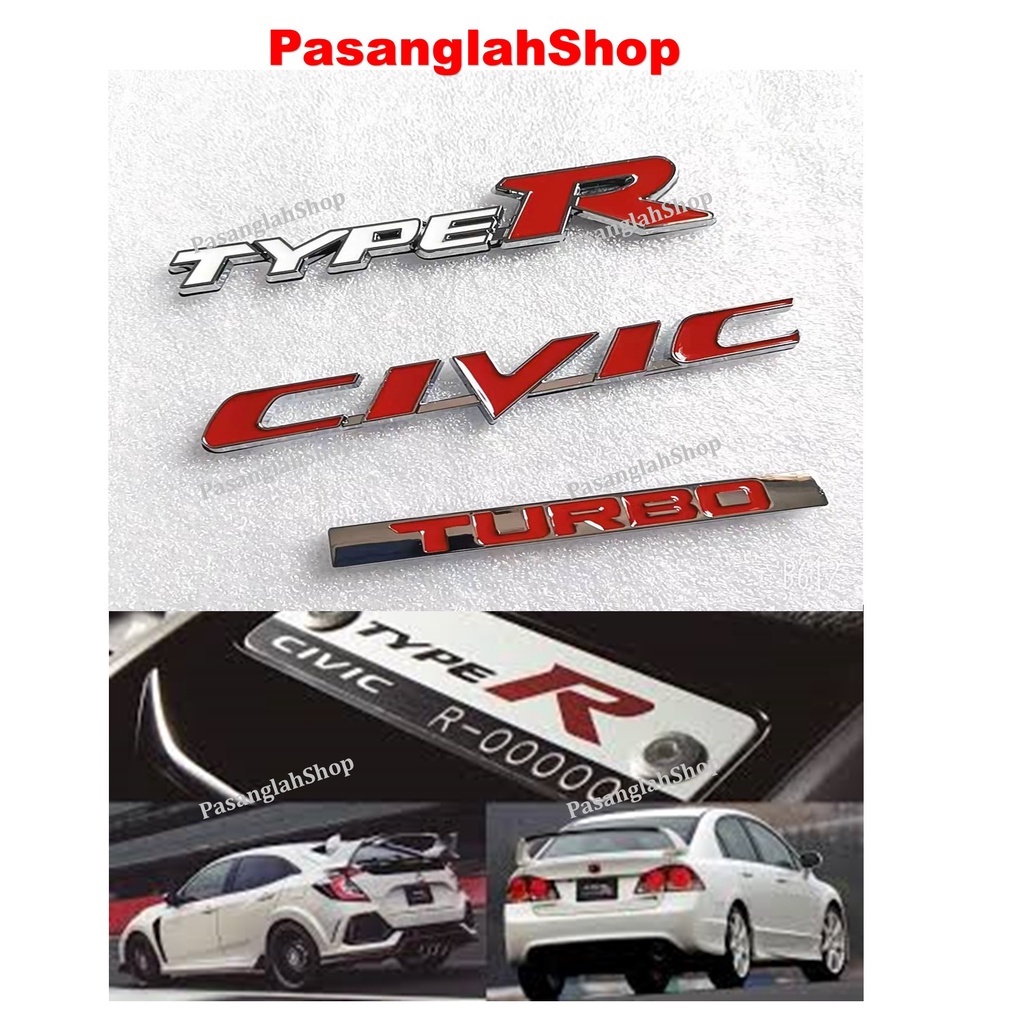 HONDA CIVIC TYPE-R CIVIC TURBO EMBLEM LOGO | Shopee Malaysia