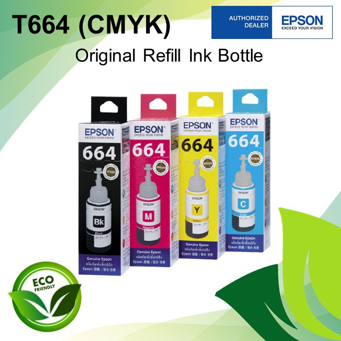 Epson T664 Black/Cyan/Magenta/Yellow 4 Color Original Refill Ink Bottle 70ML | Shopee Malaysia