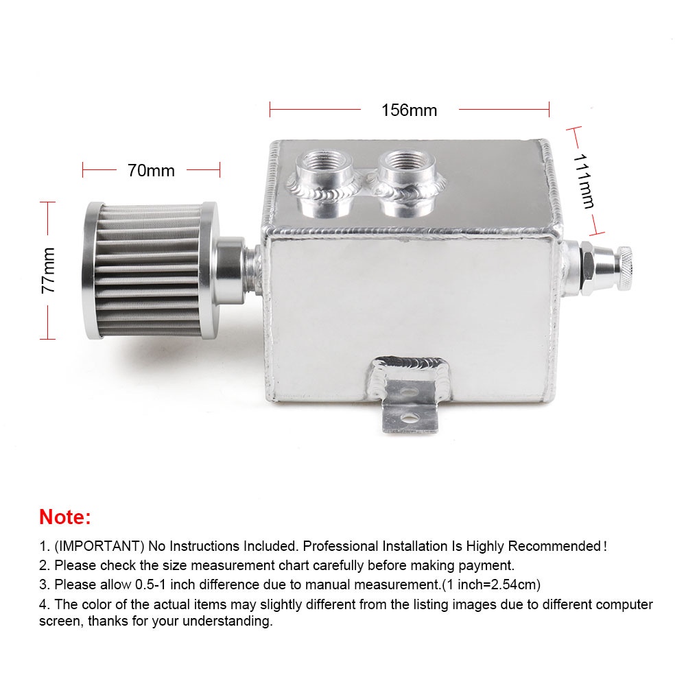 2L Universal Car Aluminum Oil Catch Can Tank Fuel Tanks With Breather ...