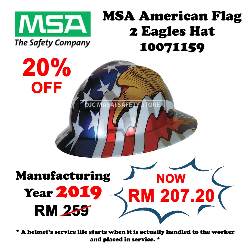 MSA American Flag 2 Eagles Hat 10071159 (Manufacturing Year 2019 ...
