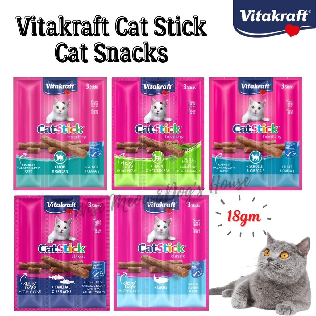 Vitakraft Cat Stick Healthy / Classic 18g (3 Sticks) - Cat Treats/Snack ...