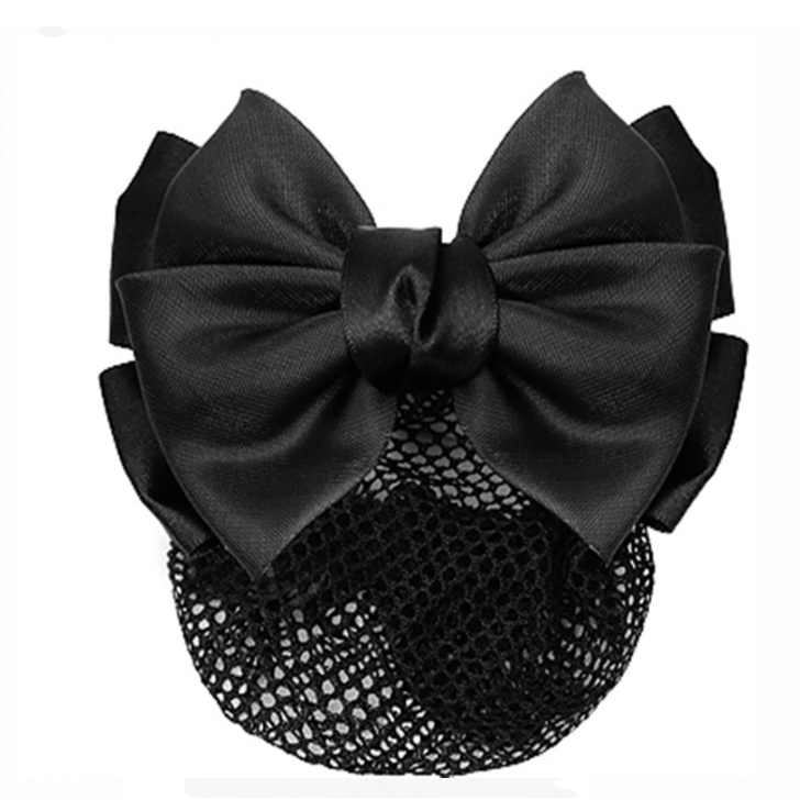 Bundle of 2- 2pcs x Black Ribbon hair clip net (School specifications ...