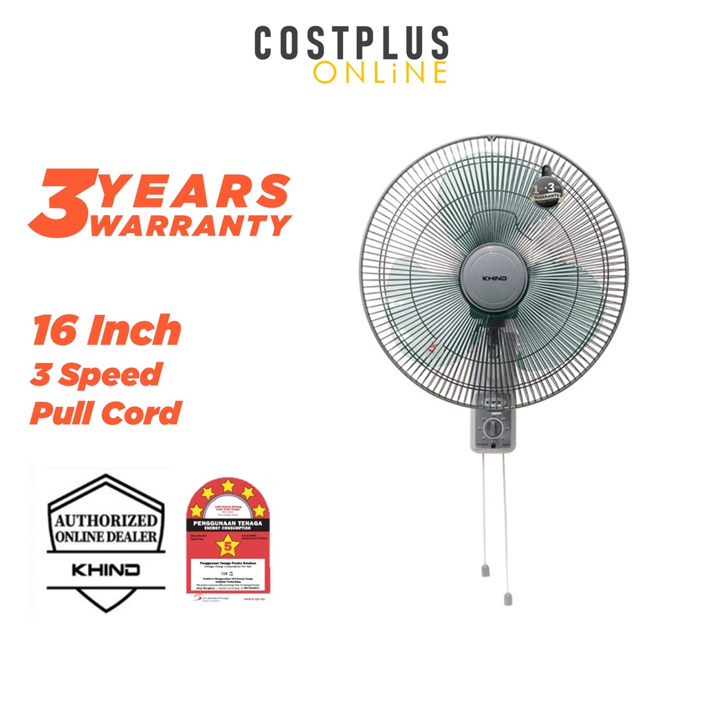 Khind WF1602SE WF16JR XMA-16WF 16" Wall Fan with 3 Speed Remote Control ...