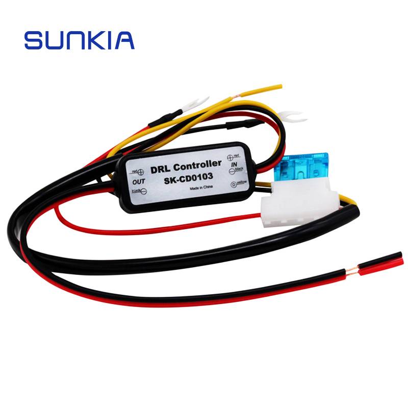 DRL controller automatic car LED day running light relay harness tumulator on / off 12-18V fog ...
