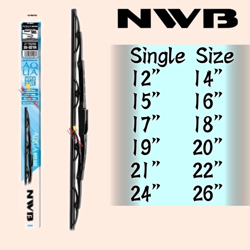 NWB GRAPHITE WIPER BLADE SINGLE SIZE ( 12,14,15,16,17,18,19,20,21,22,24,26 ) | Shopee Malaysia