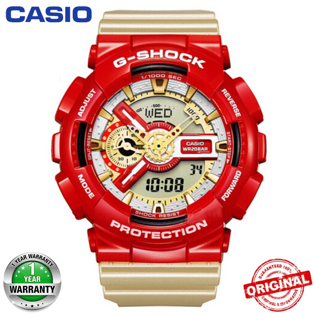 (Old Iron Man Series)Original Casio G-Shock GA110 Gold Red Wrist Watch ...