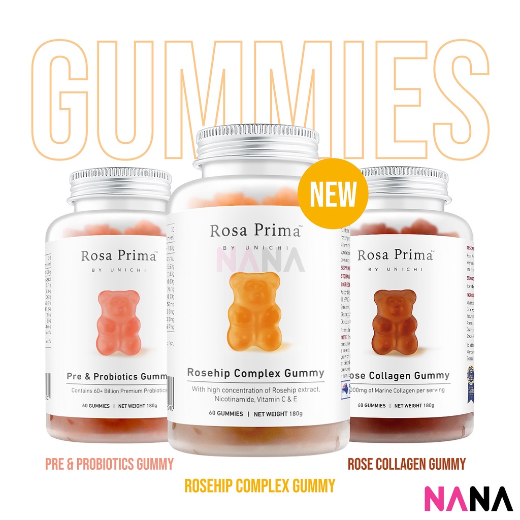 Unichi Teddi Lab Rose Collagen Gummy Bear 60 Gummies (Rose Collagen ...