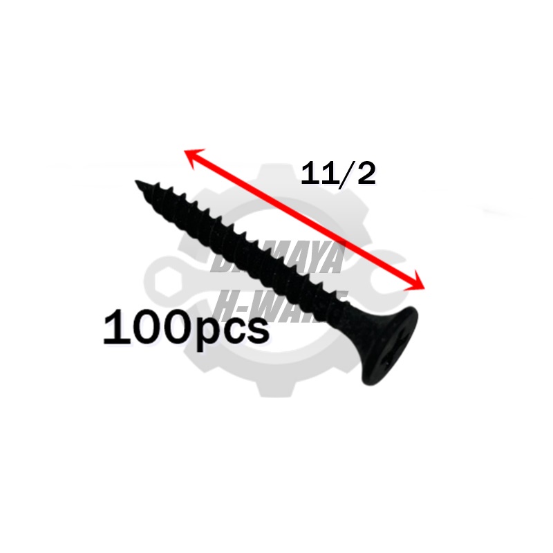 Drywall Screw Fine Thread. 100pcs Black Wood Screw. 6x3/4-2'' Skru ...