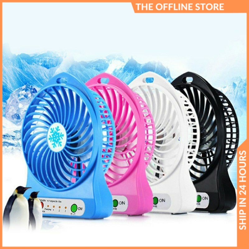 Portable Mini Fan Led USB Rechargable Fan 3 Speed Strong Wind Kipas ...
