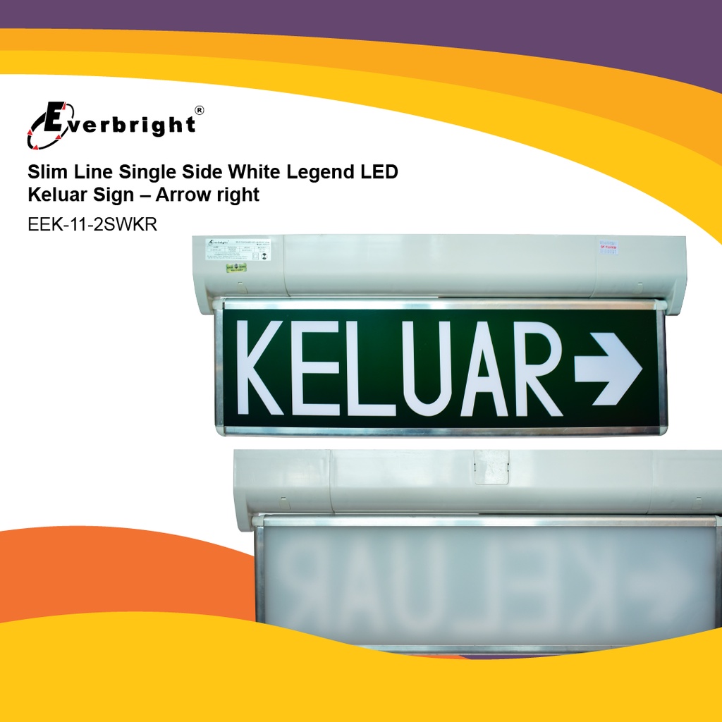 EVERBRIGT Slim Line Single Side White Legend LED Keluar Sign | Shopee ...