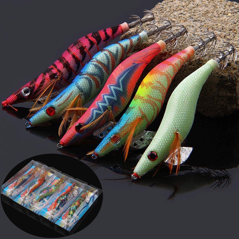 Squid Jig Fishing Lures Luminous Shrimp Wrapped Prawn Lures Bionic ...