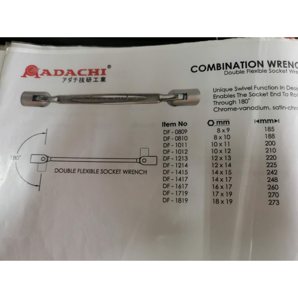 ADACHI Double End Swivel Socket Wrench 12P (DF-) | Shopee Malaysia
