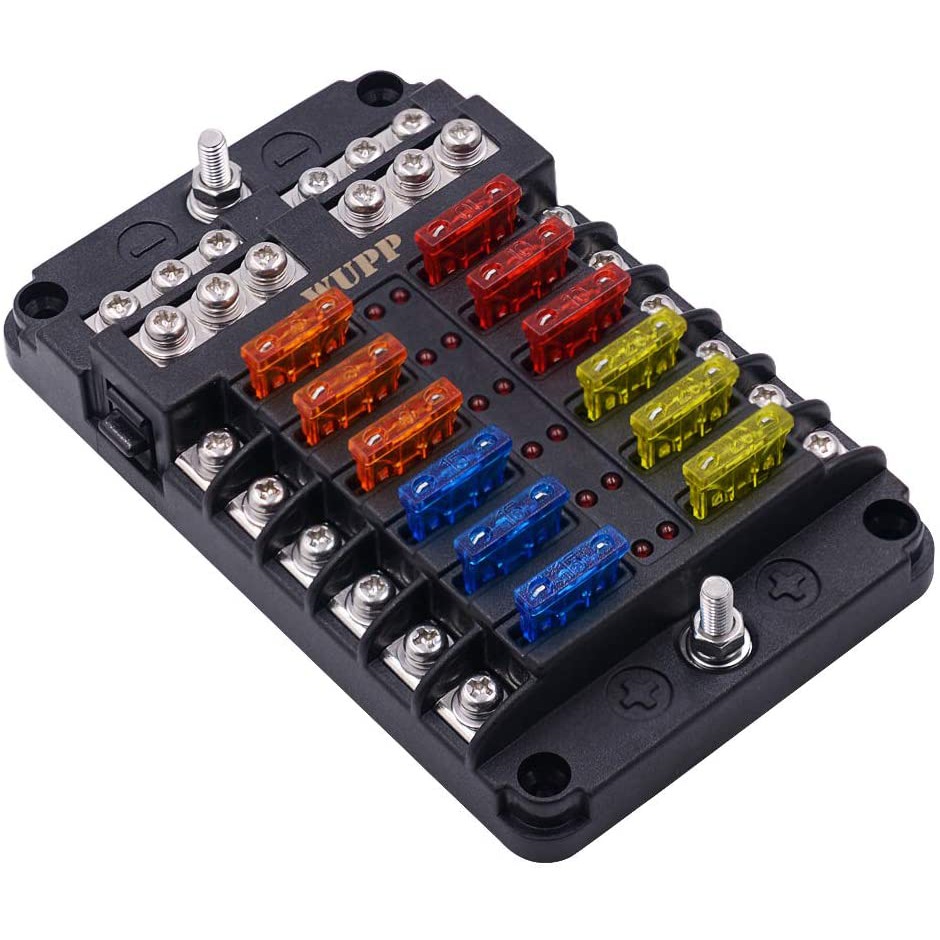 Boat Fuse Block, Waterproof Fuse Panel with LED Warning Indicator Damp ...