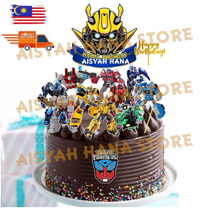 AHS TRANSFORMERS Cake & Cupcake Topper Decoration Party Kek Hiasan ll ...