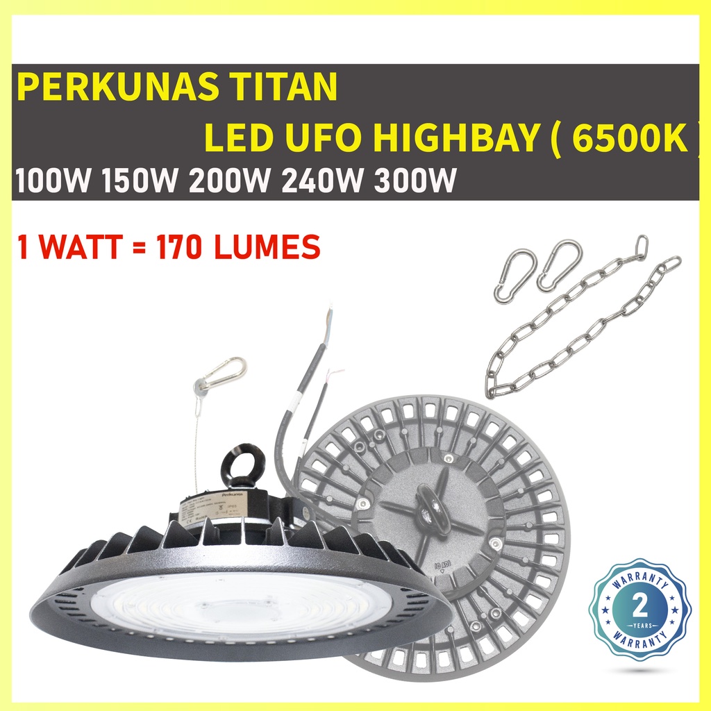 PERKUNAS 100W 150W 200W 240W 300W TITAN LED UFO HIGHBAY [ HIGH LUMENS ] DIMMABLE | Shopee Malaysia