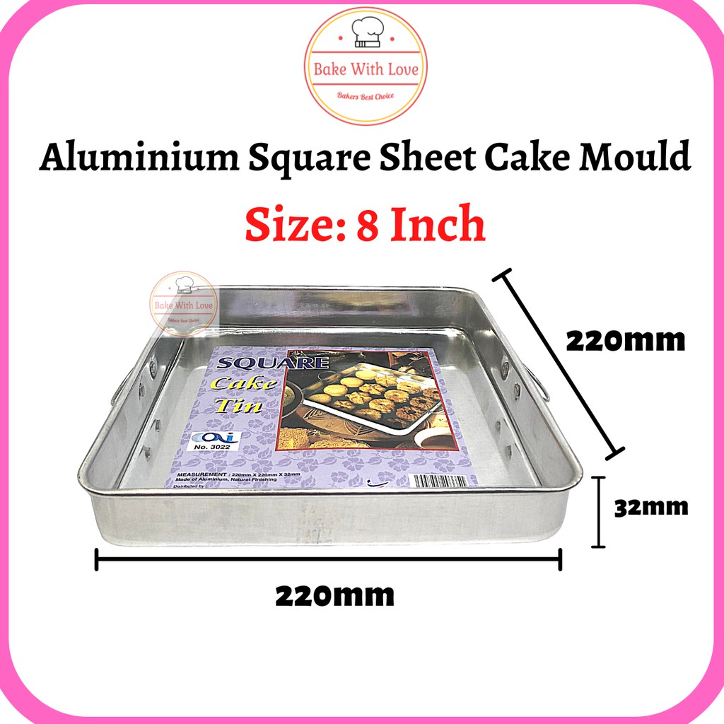 Aluminium Shallow Square Cake Mould Cake Tin (8/10/12/13 Inch) / Loyang ...