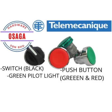 TELEMECANIQUE PUSH BUTTON RED/ GREEN & GREEN PILOT LIGHT & SCHNEIDER ...