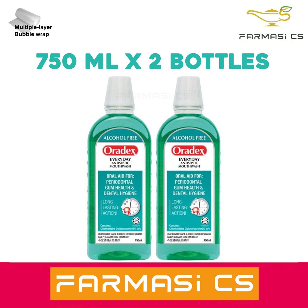 PROMO Oradex Everyday Antiseptic Mouthwash 750ml x 2 Bottles (TWIN) EXP ...