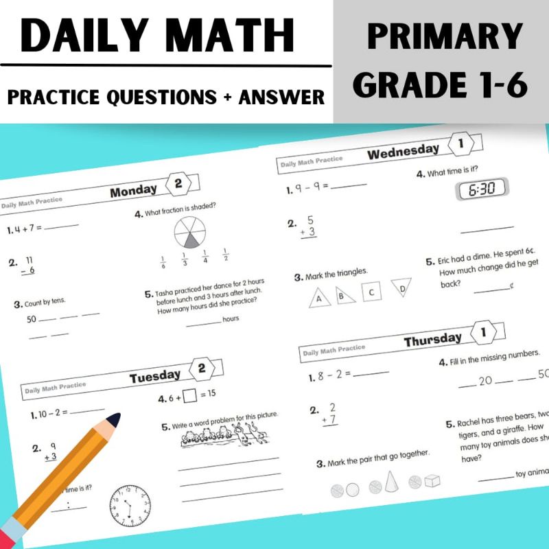M5 Daily Math Primary Grade 1 to 6 | Mathematics Practice Workbook ...