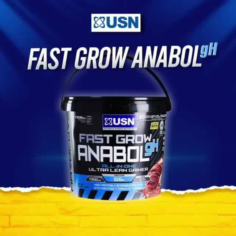 USN Fast Grow Anabolic Lean Weight Gainer Mass Protein Free Shaker ...