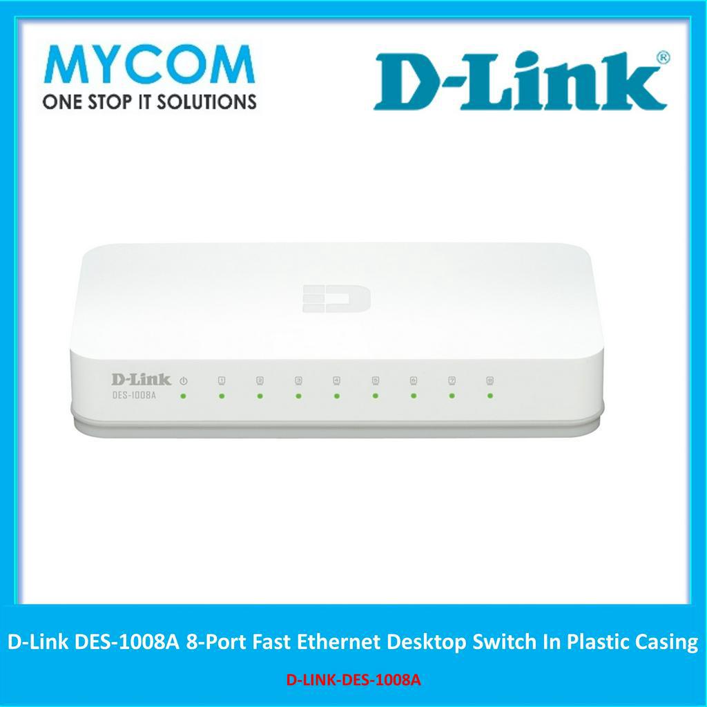 D-Link DES-1008A 8-Port Fast Ethernet Desktop Switch In Plastic Casing ...